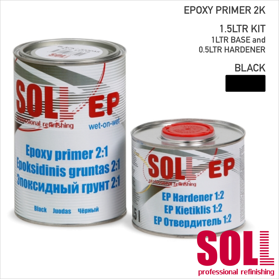 SOLL 2K EPOXY PRIMER BLACK 1.5L Spray Car Anti Corrosion Filler 2:1 wet ...