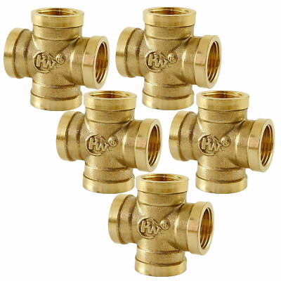Brass Cross Pipe Fitting 4 Way Connector G3/4″ Female Straight Thread ...