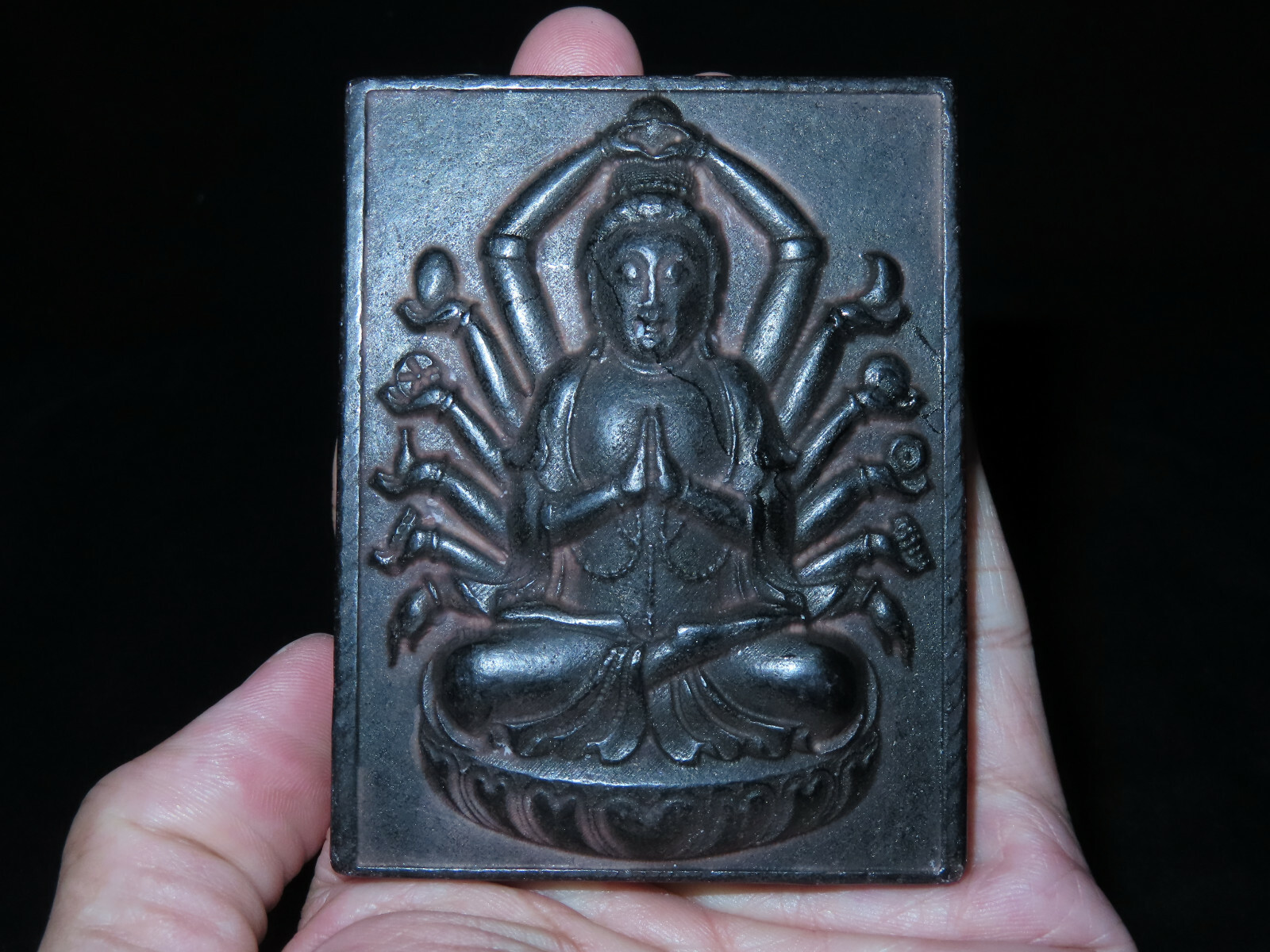 Buddhist Cast Stone Powder Thousand-Armed Bodisattva Talisman Pendant ...