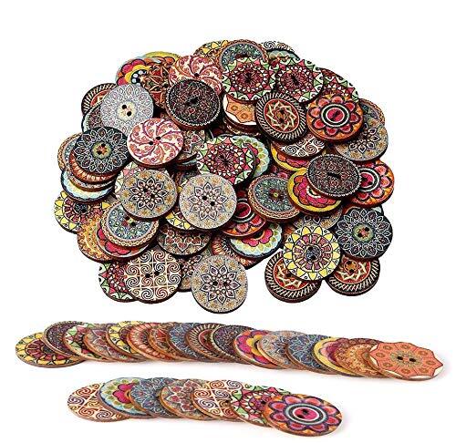 200Pcs Wood Craft Buttons 20mm Bulk Wooden Buttons for Crafts Vintage ...