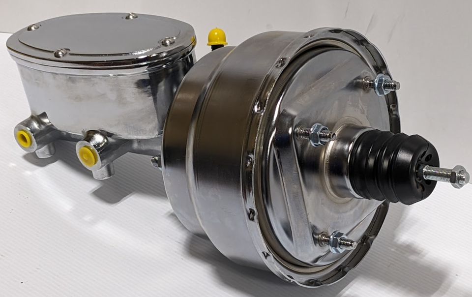 8" Silver Dual Diaphragm Power Brake Booster + Chrome Tandem 1" Master ...