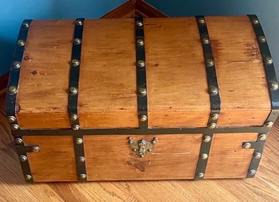 Vintage STEAMER TRUNK storage chest camelback humpback antique ...