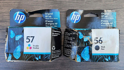 Genuine HP 56 + 57 Black & Tri-Color ink Cartridges (C6656A + C6657A ...