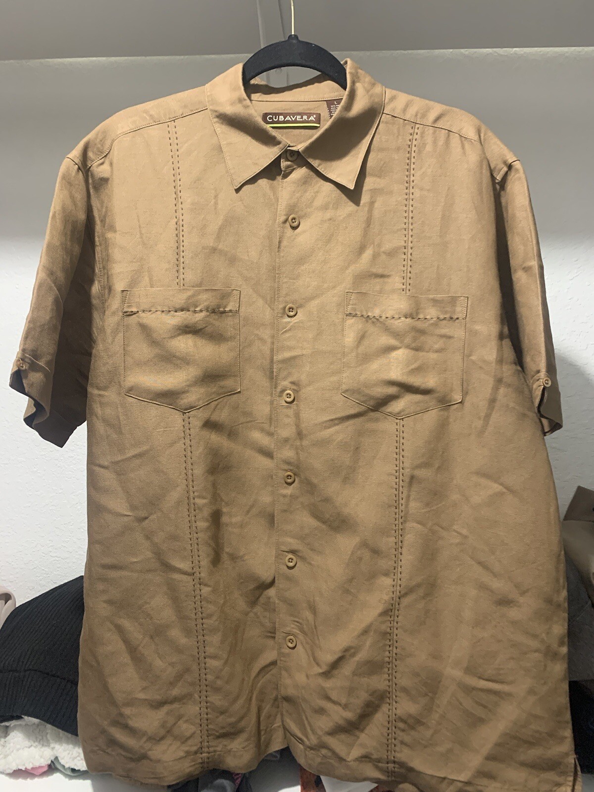 Cubavera Shirt Guayabera Linen Blend Mens Large Short Sleeve Camp ...