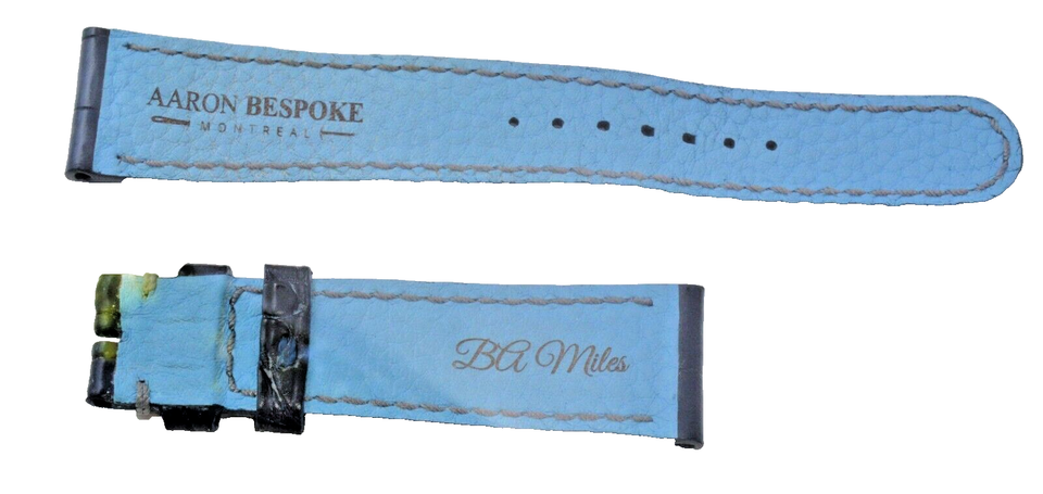 Authentic Aaron Bespoke Montreal Ba Miles Blue Leather Watch Strap 22 x ...