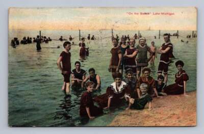 Bathing Boys Men & Woman "On The Beach" Lake Michigan City Indiana ...