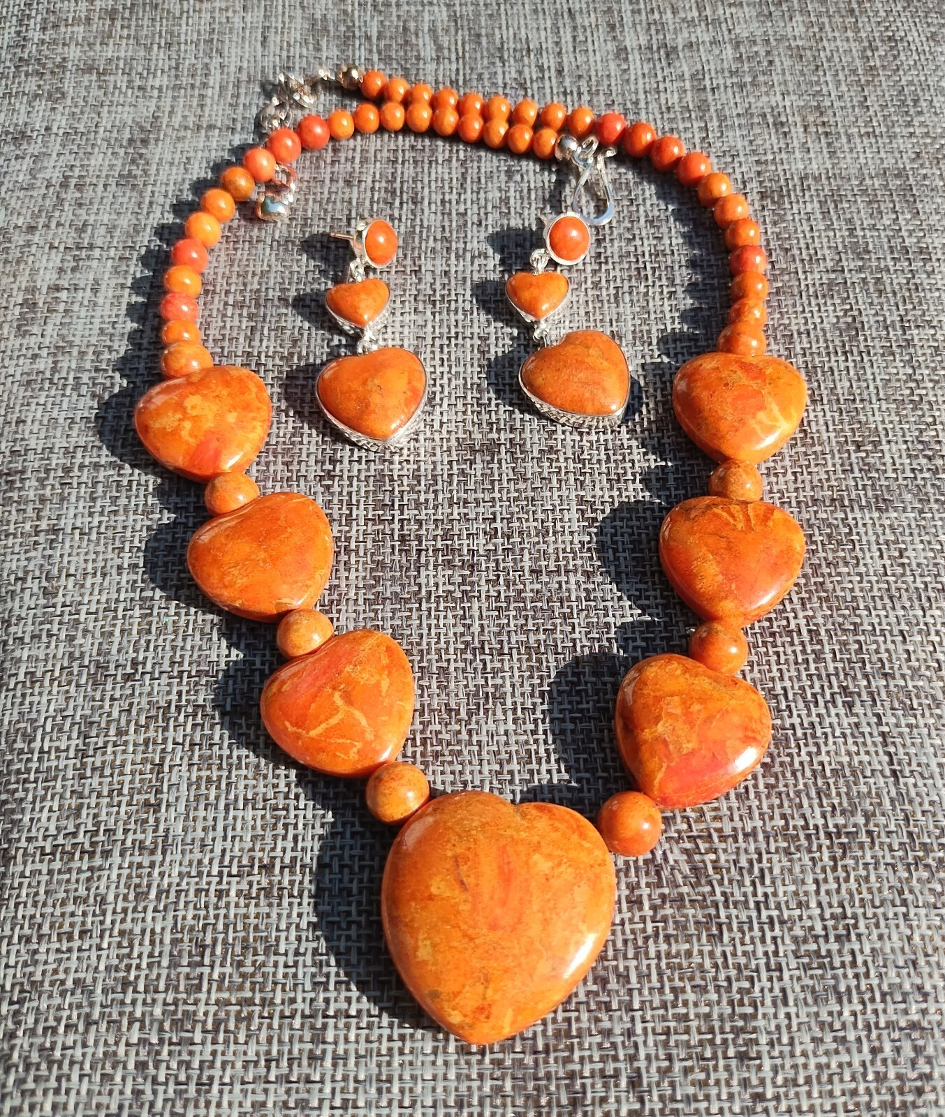 Jay King DTR coral heart necklace and matching earrin… - Gem
