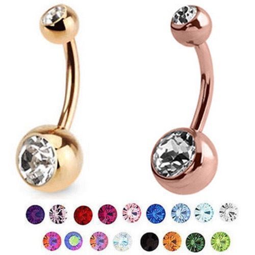 NEW Belly Bars Navel Bar Gold/ Rose Gold Plated Body Piercing Jewelry ...