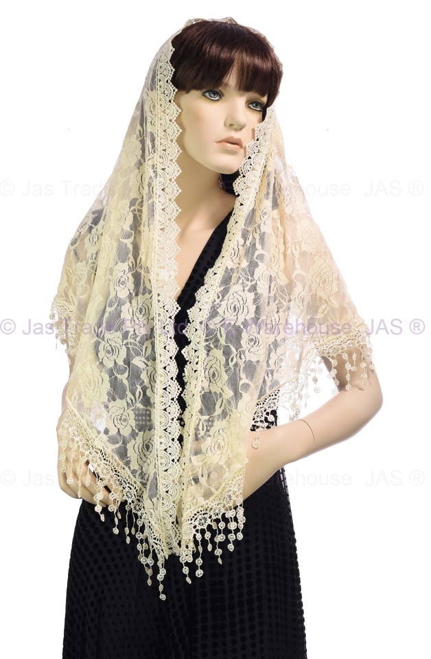 Triangle Lace Scarf Catholic Latin Mass Shawl Chapel Veil Mantilla ...