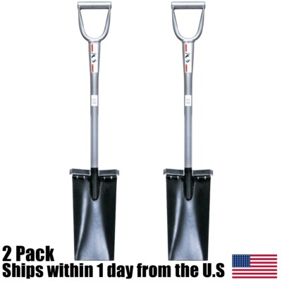 Steel D Handle Spade Shovel 13" Straight Blade Foot Pads 2 Pack | eBay