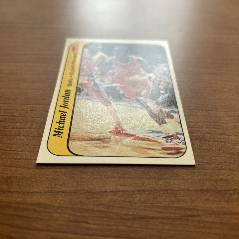 1986 Michael Jordan Fleer Rookie RC Sticker Card #8 Trimmed Chicago ...
