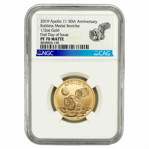2019 1/2 Oz Gold Apollo 11th 50th Robbins Medal Restrike NGC PF 70 ...