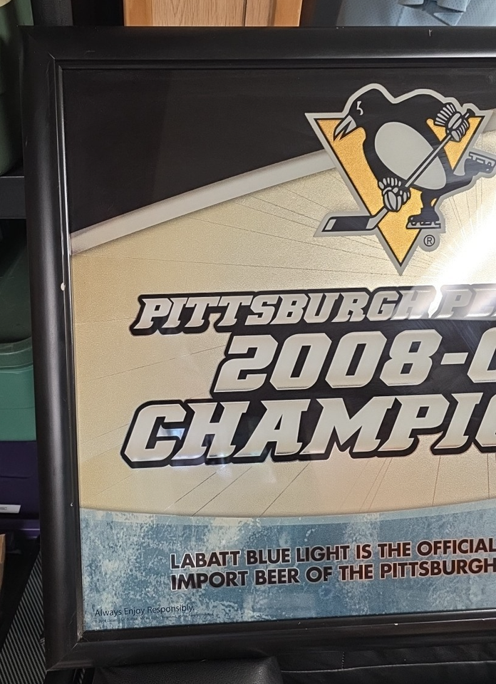 39" X 27" PITTSBURGH PENGUINS 2008-09 STANLEY CUP CHAMPIONS LABATT'S ...