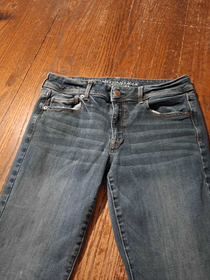 American Eagle Super Stretch Kick Boot Denim Blue Jeans Womens Size 12 ...