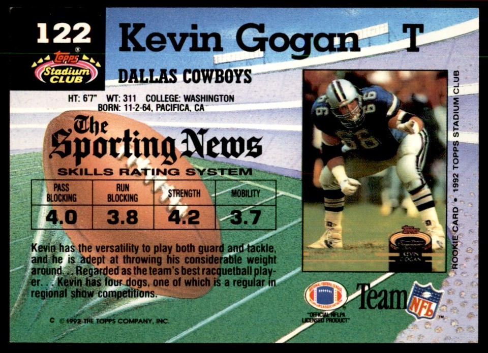1992 Stadium Club #122 Kevin Gogan | eBay