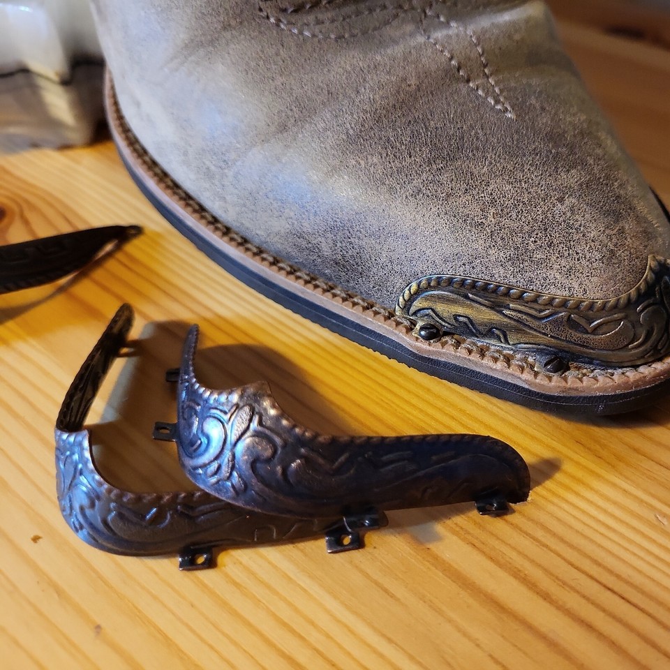 Dark Copper Cowboy Western Boot Tips Toe & Heel Plates Guards for Round ...