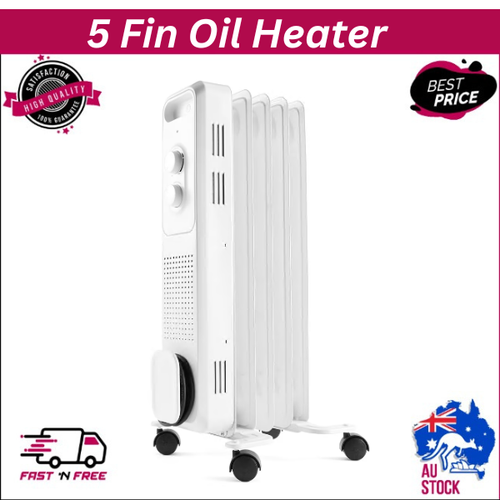 5-Fin Oil Heater, 500W Mini, 240V Portable Electrical Radiator Heater ...