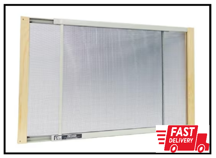 Wood Frame Window Screen 15" H with Mesh, Adjustable 21 - 37" W, Keep ...