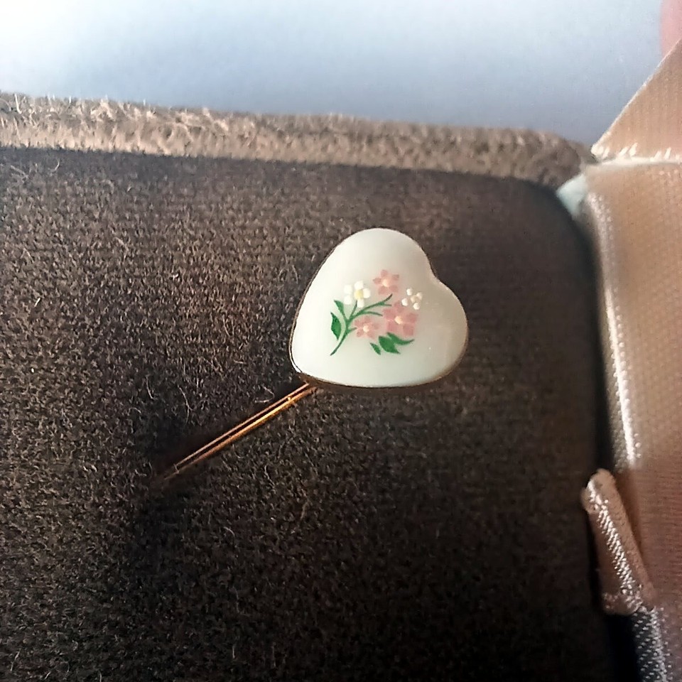 Vintage LENOX Gold-filled Stickpin w/ Porcelain Heart in Original Box ...