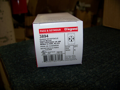 Pass & Seymour Legrand Range Receptacle 50A 125V/250V 3P 4W Flush Mount ...