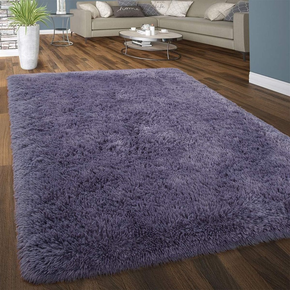 Fluffy Rugs Rug Carpet Large Shaggy Super Soft Mat Living Room Bedroom ...