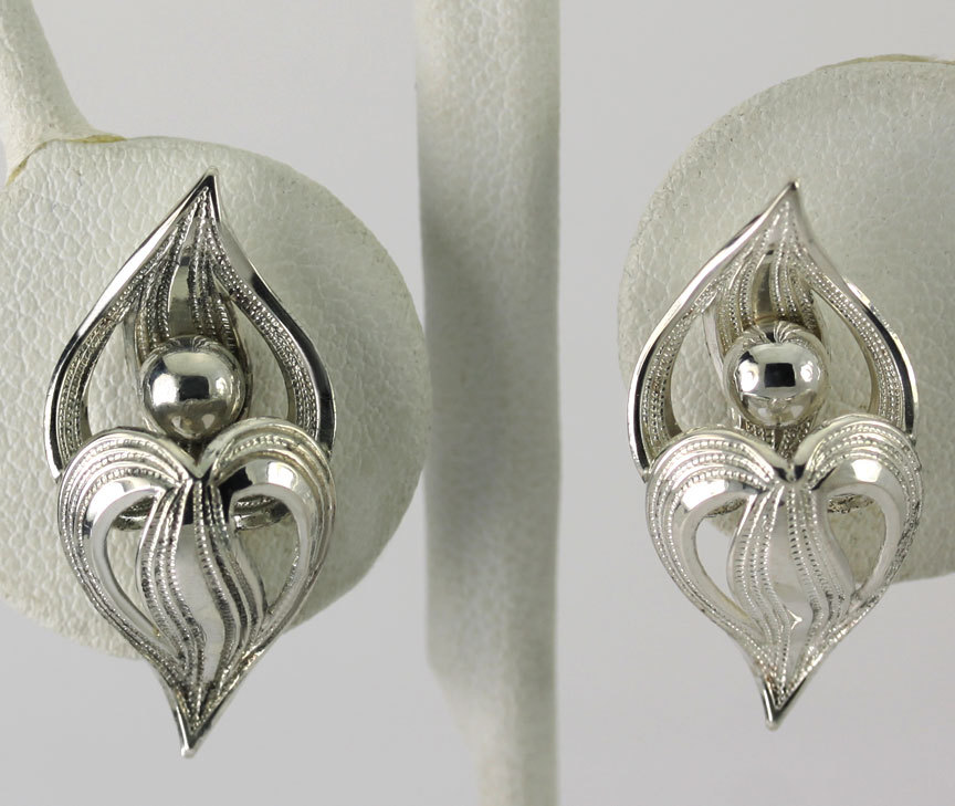 Vintage Forstner Sterling Silver Modernist Leaf Polished Ball Screw On ...