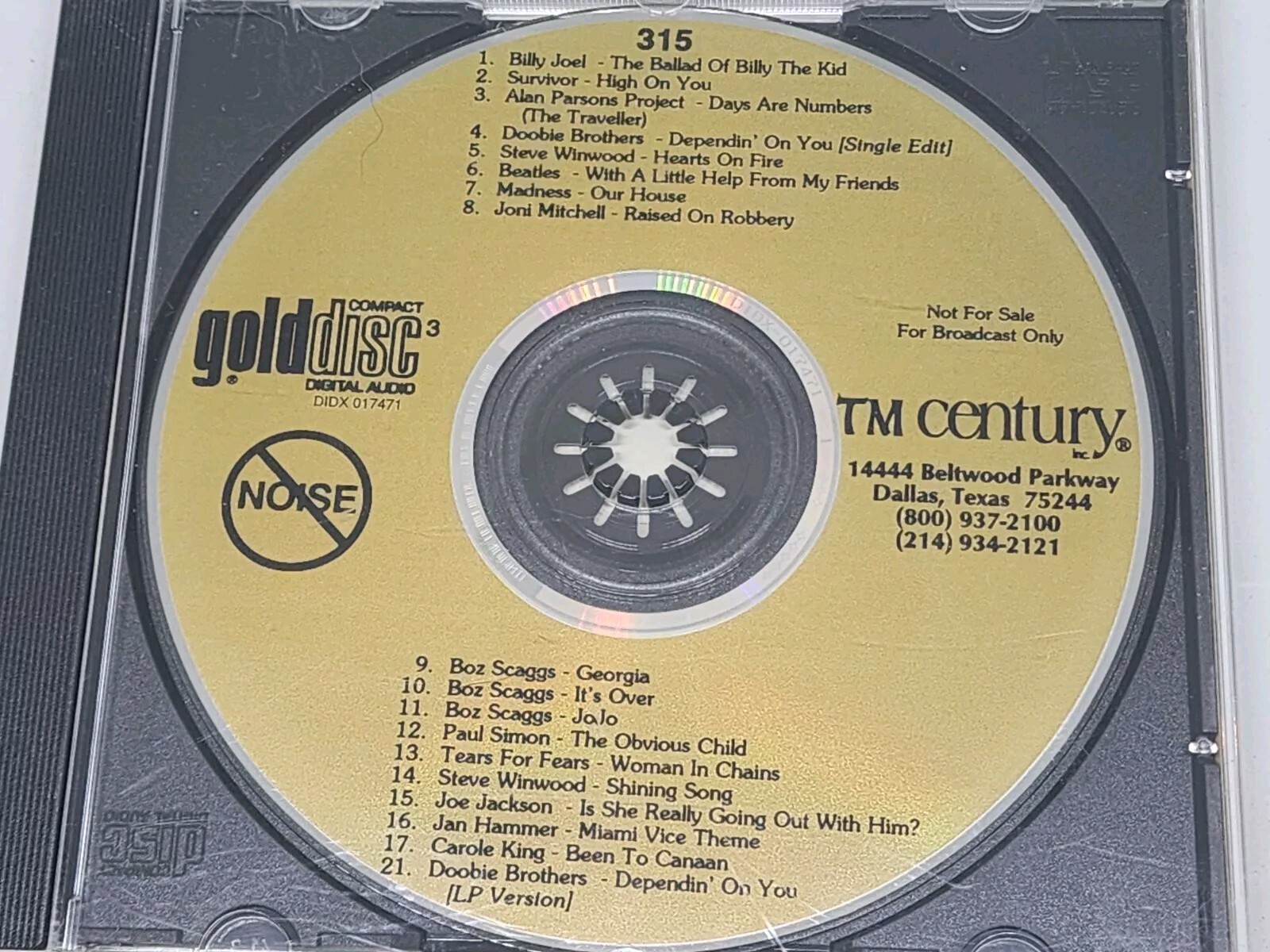 TM Century Gold Disc 315 CD Promo Rare Madness Tears For Fears Doobie ...