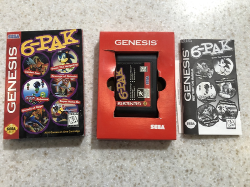 6-PAK SIX PACK SEGA GENESIS GAME CARTRIDGE GAME, MANUAL AND CASE NES HQ ...