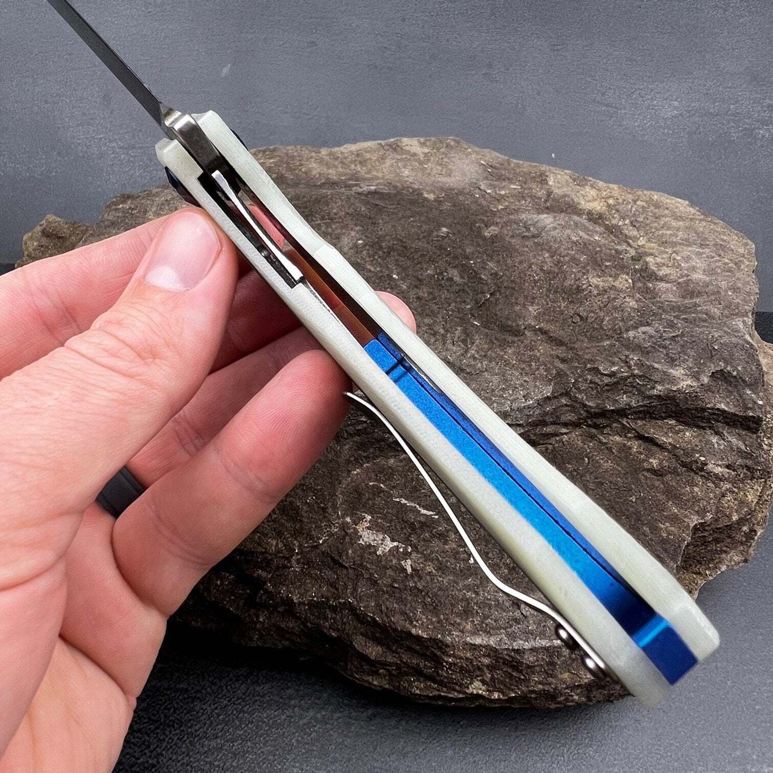 VORTEK SCIMITAR Jade G10 Ball Bearing D2 Blade Folding Flipper EDC ...