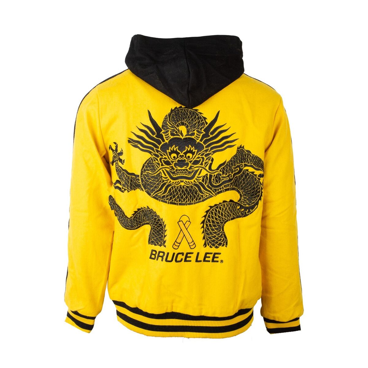 Infinite Optimism Men's Bruce Lee Hooded Varsity Jacket XXL Infinite Optimism Men's Bruce Lee Hooded Varsity Jacket XXL