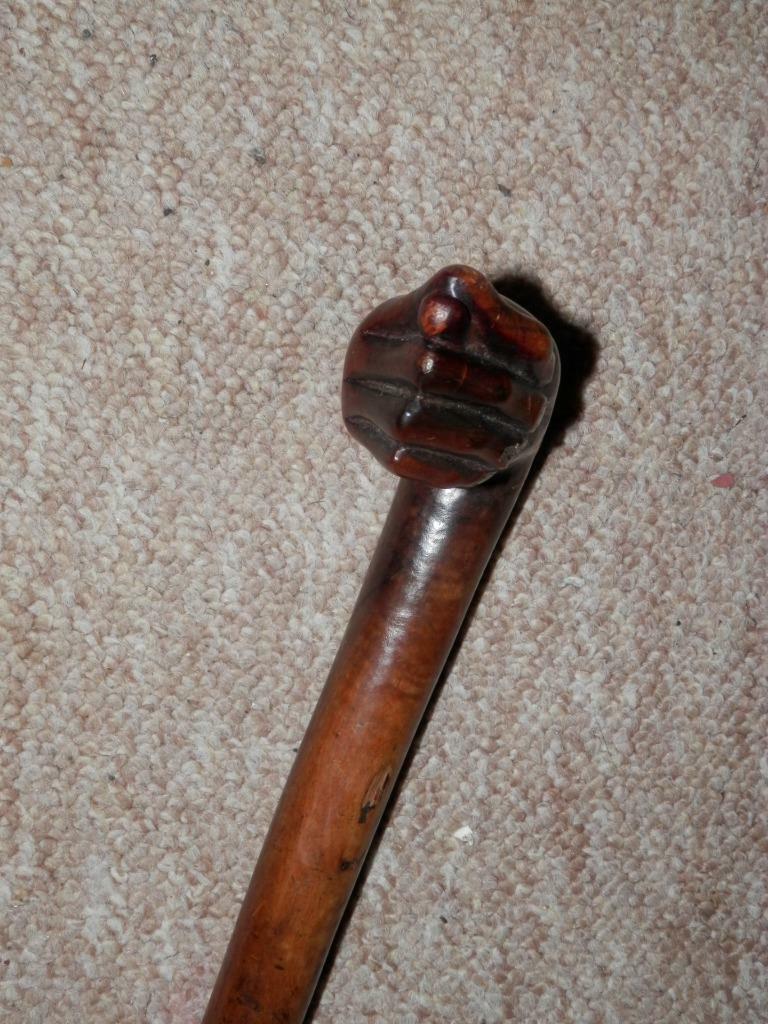 Antique Olive Wood Greek Kepkypa (Corfu) Stick W/ Hand-Carved Fist Top ...