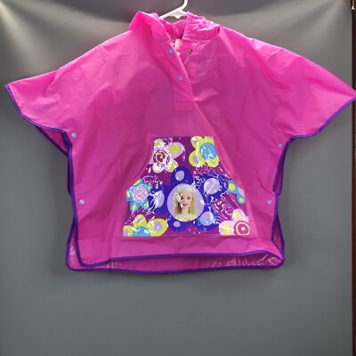 Vintage 2001 Barbie Rain Jacket Size 4 - 6 Pink Hooded Poncho Pocket | eBay