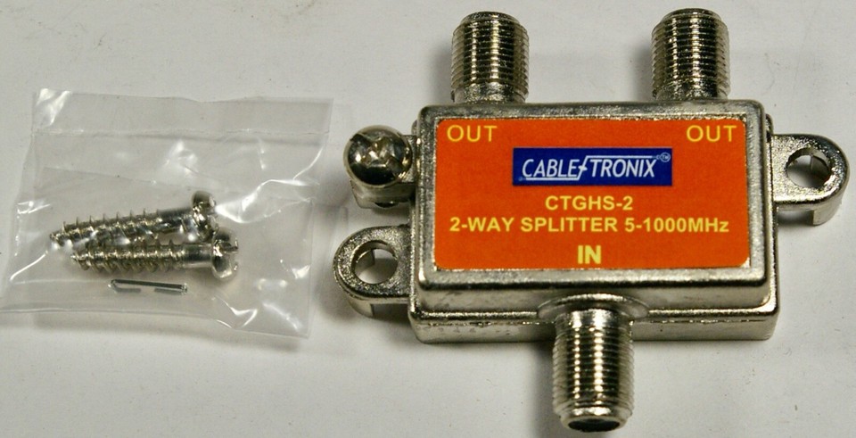2 WAY TELEVISION SPLITTER CABLE OR ANTENNA Lot of 3 Cabletronix CTGHS-2 ...