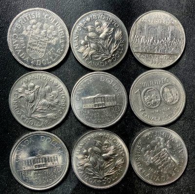 Old Canada Coin Lot - COMMEMORATIVE DOLLARS - 9 Great Coins - Lot #J8 ...