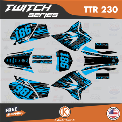 Graphics Kit for Yamaha TTR230 (2005-2020) TTR 230 Twitch Series - Cyan ...