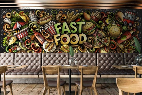 3D Fast Food Graffiti Wallpaper Wall Mural Removable Self-adhesive 333 ...