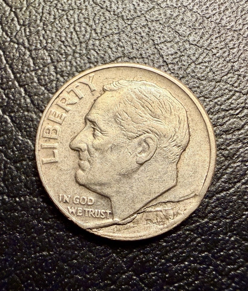19XX-D No Date Roosevelt Dime Silver 10c Error Coin Huge Obverse ...