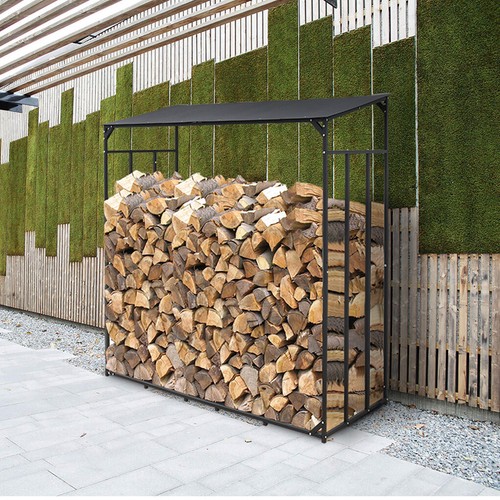 Extra Large Outdoor Wooden Log Store Metal Garden Shed Firewood ...
