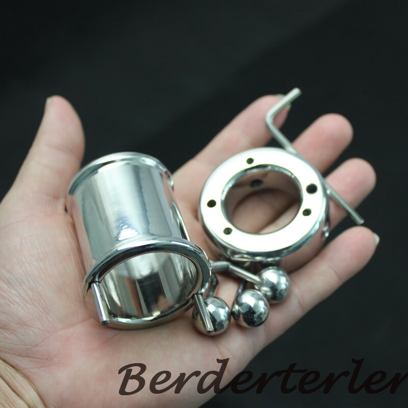 Stainless Steel Male Scrotal Pendant Sleeve Cage Pendant Ball Locked ...