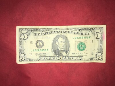 For Sale Original 5 Dollar Bill L 28285859 F Series 1995 | eBay