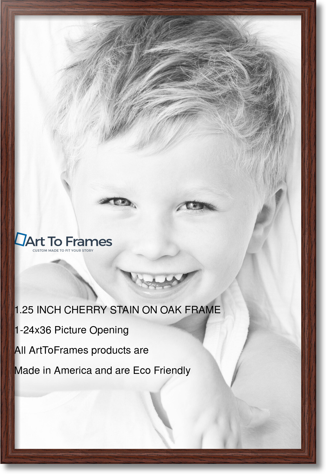 ArtToFrames Picture Frame Custom 1.25" Red Cherry Stain on Oak Wood ...
