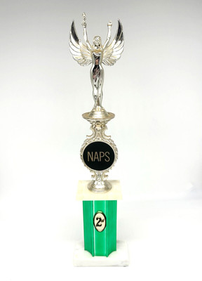 ️ Vintage 2nd Place Trophy - NAPS - Goldtone/Green w/ Italian Marble ...