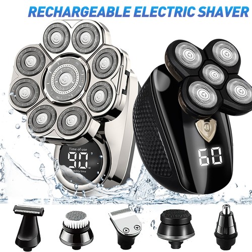 6IN1 9D Electric Shaver Beard Trimmer Bald Head Razor Wet/Dry Men ...