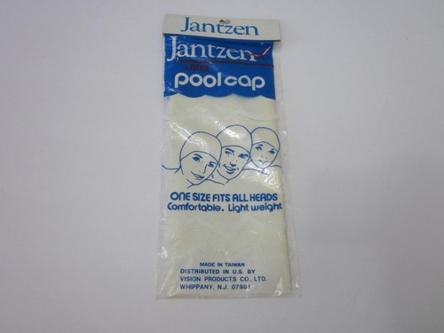 NOS Sealed JANTZEN Unisex White Latex Pool Swim Cap One Size Fits All ...