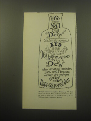 1959 Tullamore Dew Whiskey Ad - Give every man his dew a handy memory ...