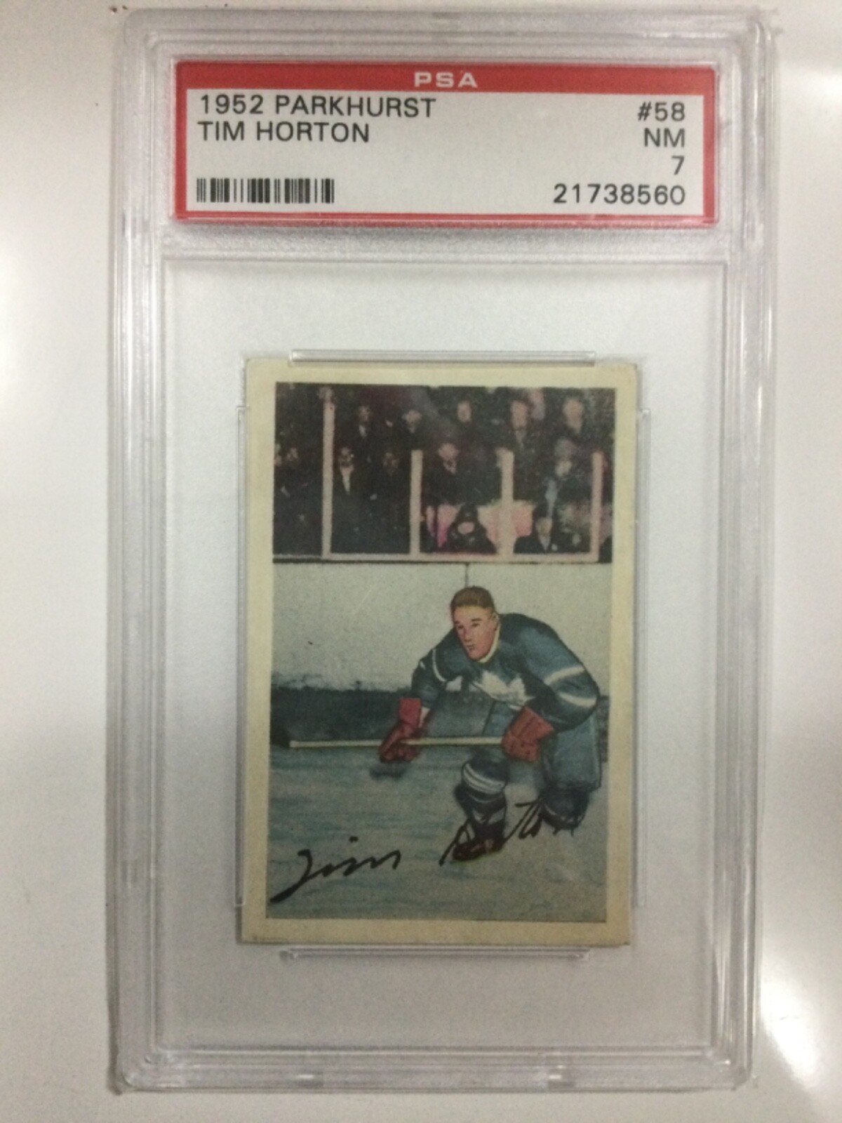 1952-53 PARKHURST #58 TIM HORTON ROOKIE CARD GRADED PSA 7 NEAR MINT NM ...