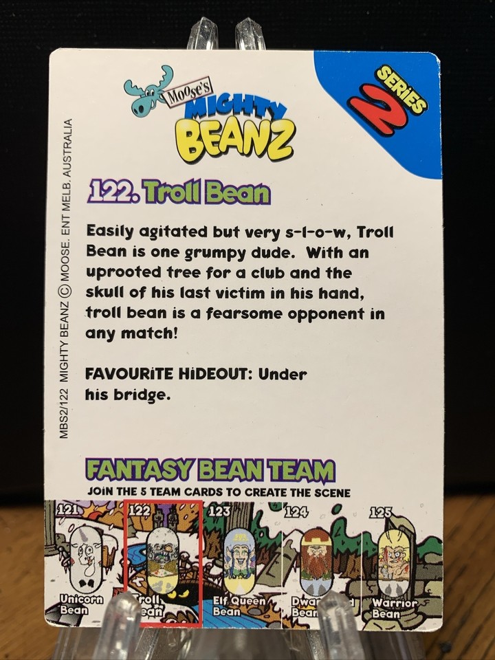 Mooses Mighty Beanz card #122 Troll Bean Series 2 Fantasy Team Bean | eBay