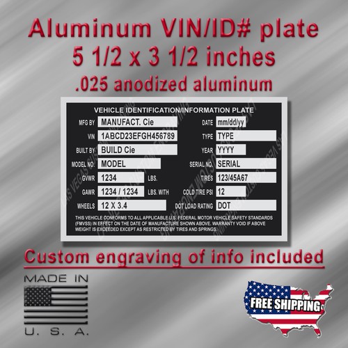 Trailer Truck ID / Data Plate - Custom engraving of ID#, MFG & DOT info ...