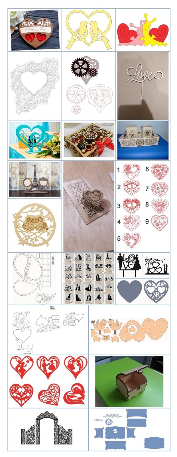 DXF & Corel Templates of St. Valentine´s Day Designs for Laser Cutter ...