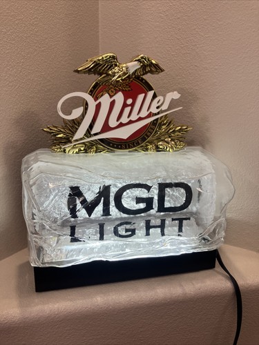 Miller MGD Light Vintage Ice Bar Beer Display Sign 14”x16”x6” | eBay